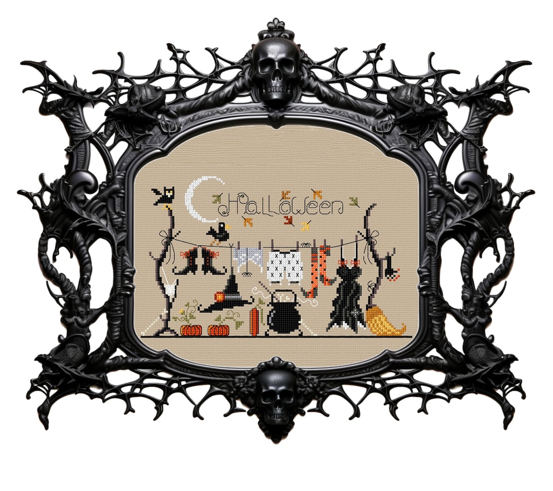 Witch's Clothes Line - Digital Cross Stitch Pattern in PDF - Etsy
