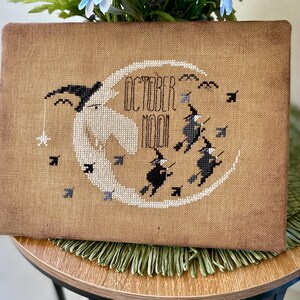 October Moon - Primitive Cross Stitch - Vintage Cross Stitch Pattern in ...