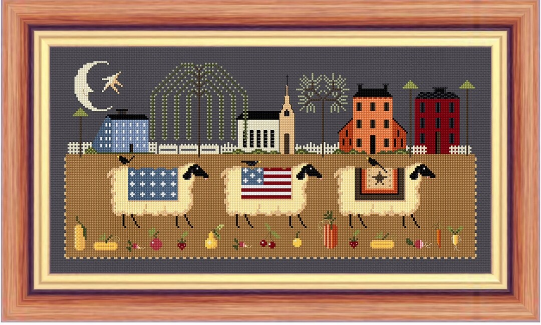 Three Little Sheep Under the Moon - Cross-stitch Pattern in PDF Format ...