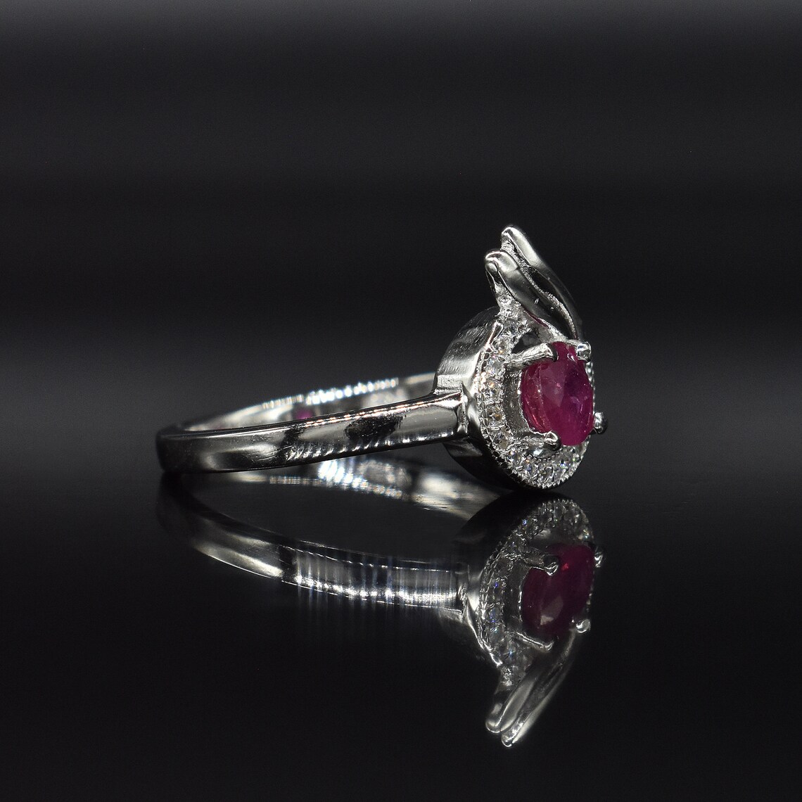 WOW Ruby Ring, 925 Sterling Silver Ring,natural Ruby Gemstone & CZ ...