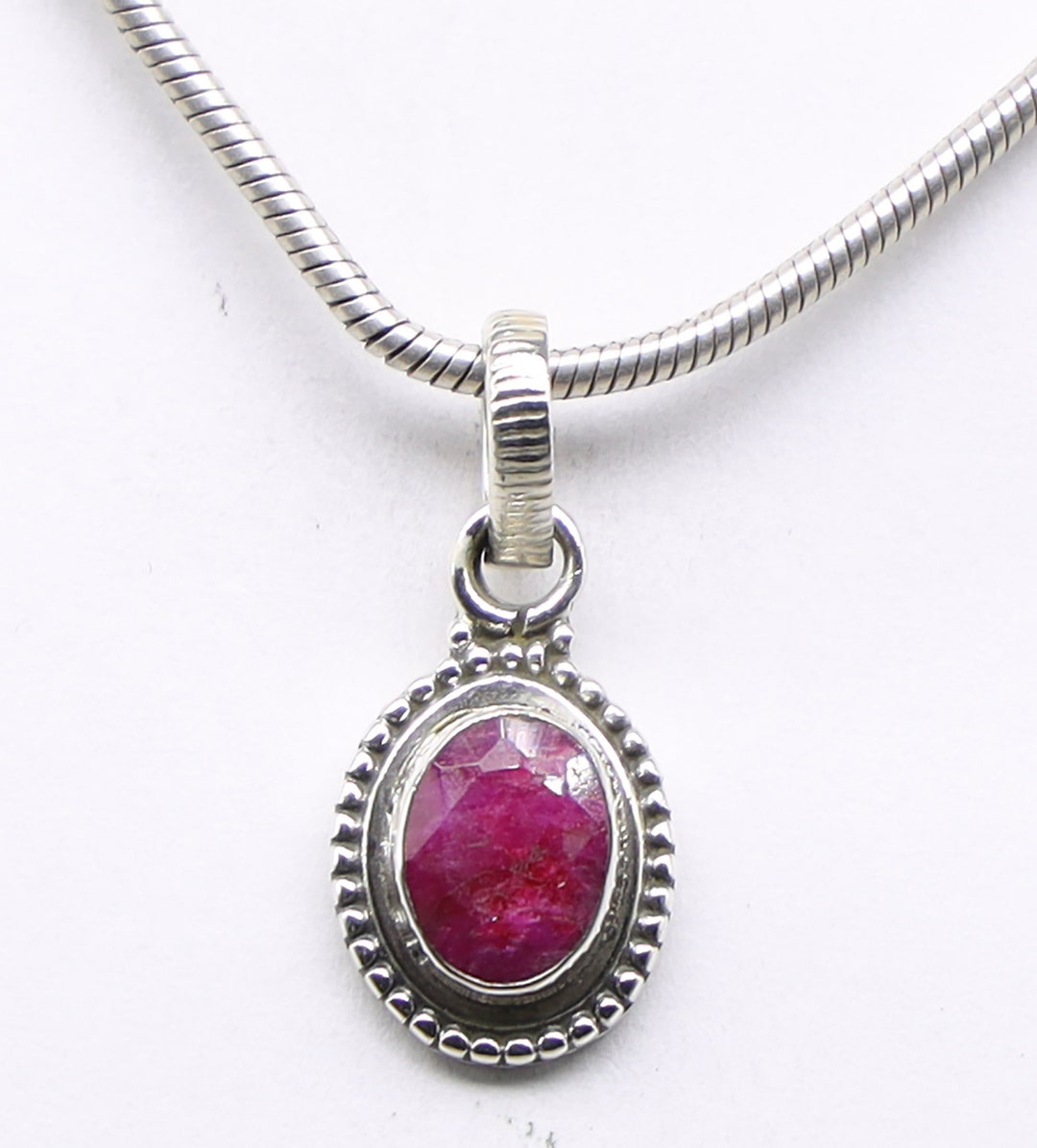 Natural Ruby Pendant, 925 Sterling Silver Pendant, Ruby Gemstone, Free ...