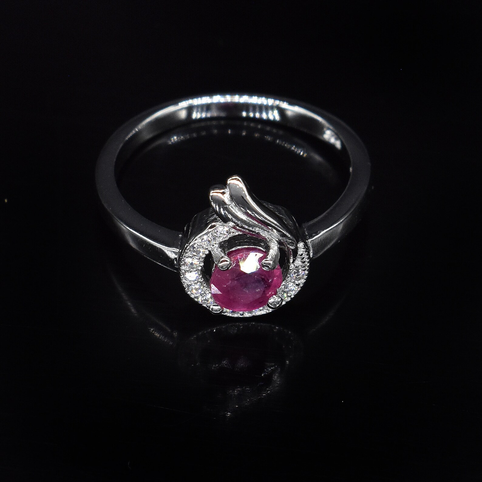 WOW Ruby Ring, 925 Sterling Silver Ring,natural Ruby Gemstone & CZ, Free Shipping, American ...