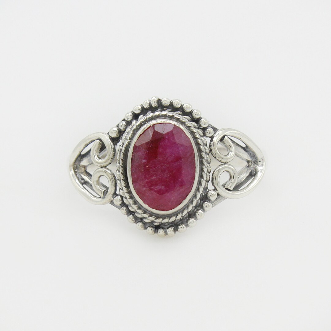 Natural Ruby Ring, 925 Sterling Silver Ring, Ruby Gemstone, Free ...