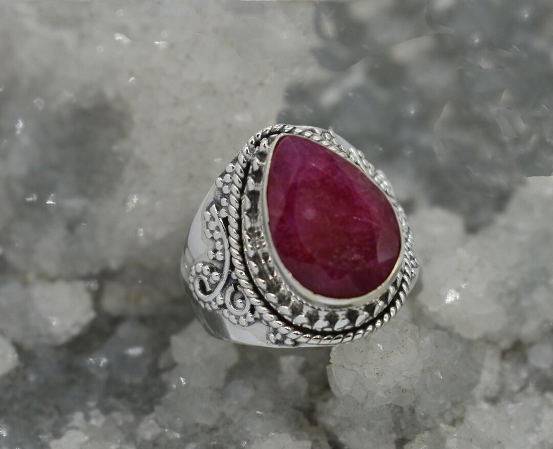 Natural Ruby Ring, 925 Sterling Silver Ring, Ruby Gemstone, Free ...