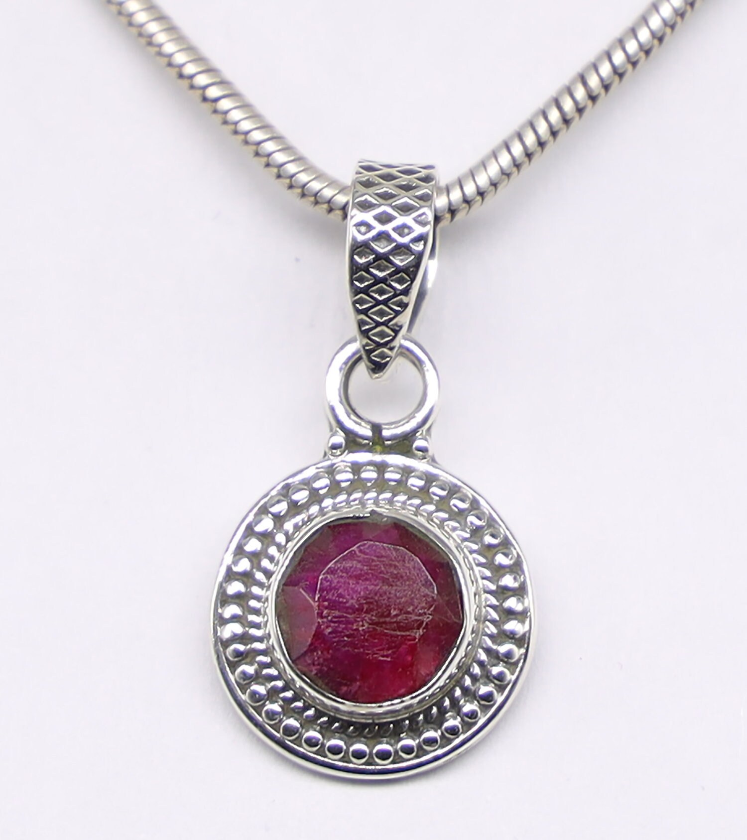 Natural Ruby Pendant 925 Sterling Silver Pendant Ruby | Etsy