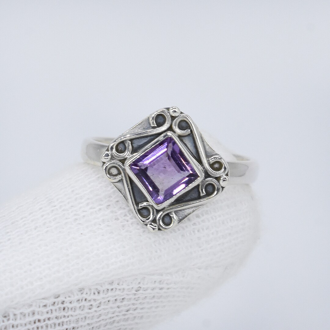 Natural Purple Amethyst Ring, 925 Sterling Silver Ring, Amethyst ...