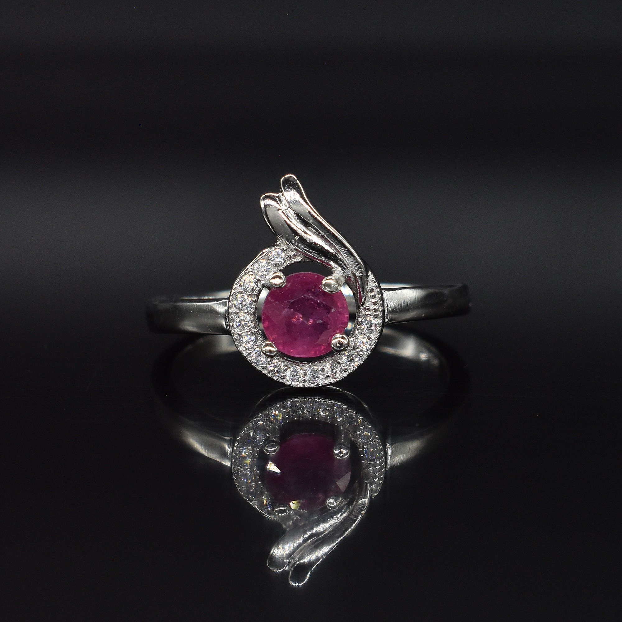 WOW Ruby Ring, 925 Sterling Silver Ring,natural Ruby Gemstone & CZ ...
