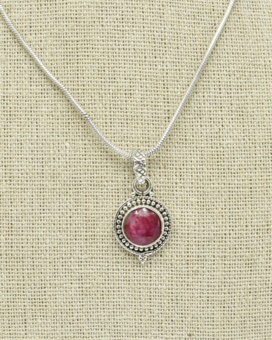 Natural Ruby Pendant, 925 Sterling Silver Pendant, Ruby Gemstone, Free ...