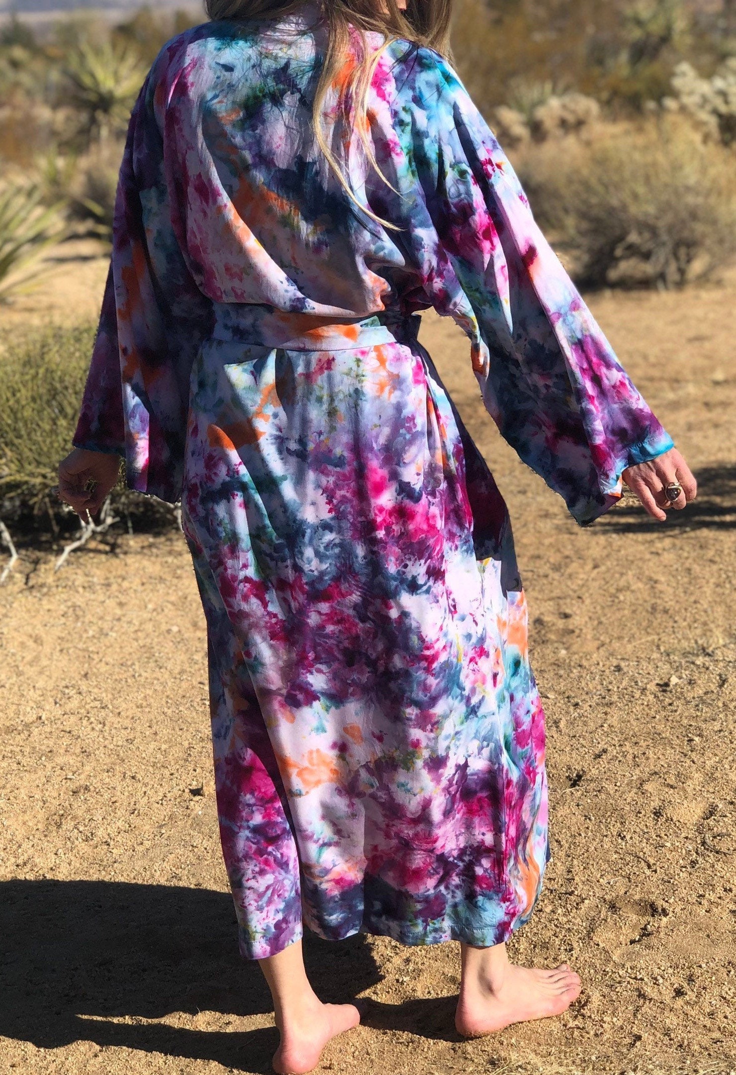 Tie Dye Robe Hand Dyed Kimono Bathrobe Mumu for Women - Etsy