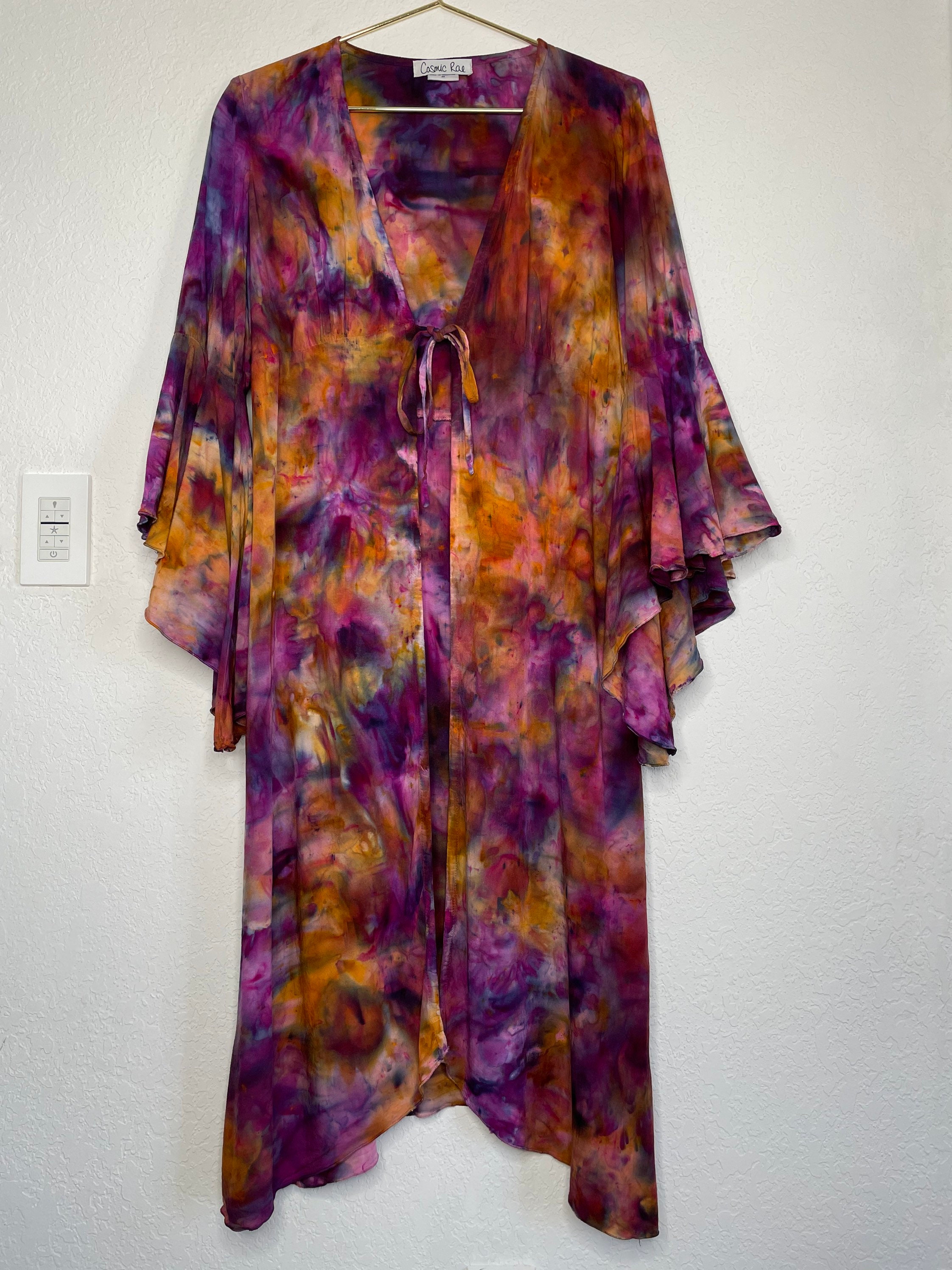 Magical Tie Dye Ruffle Sleeve Robe One of a Kind Tie Dye - Etsy