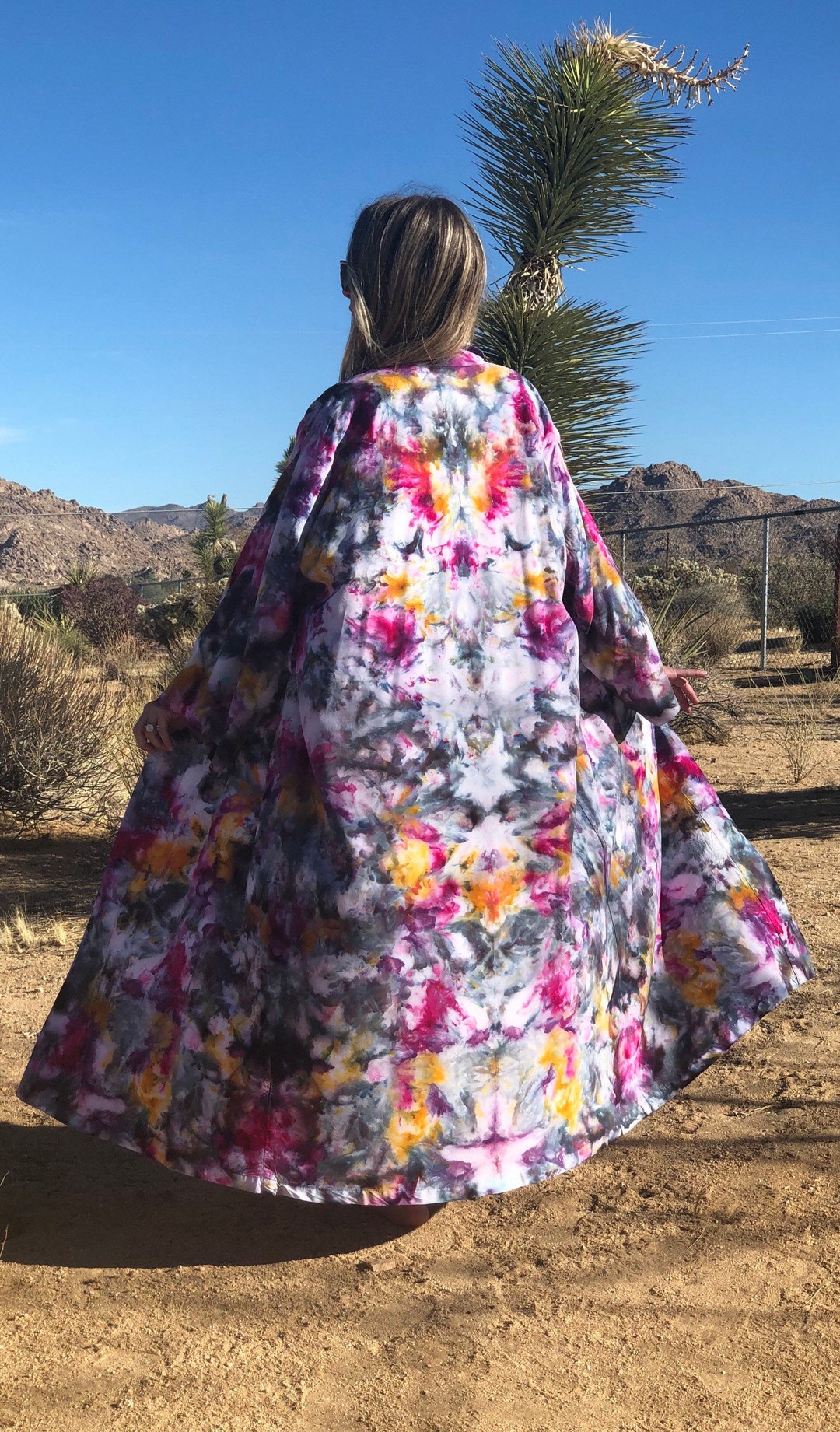 Tie Dye Robe, Tie Dye Dress, Hand Dyed Kimono, Bathrobe, Tie Dyed Mumu ...