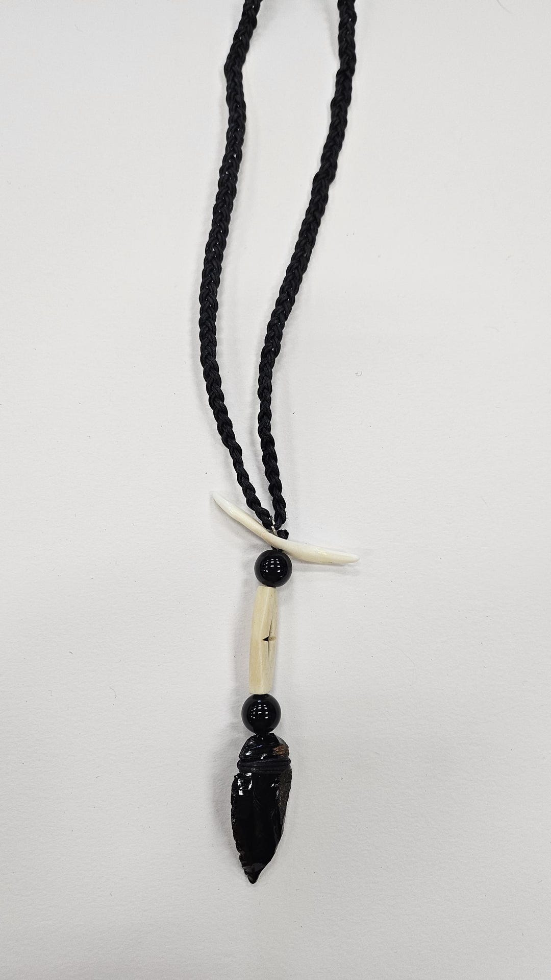 Wolf Teeth and Obsidian Arrow Head Cord Necklace - Etsy
