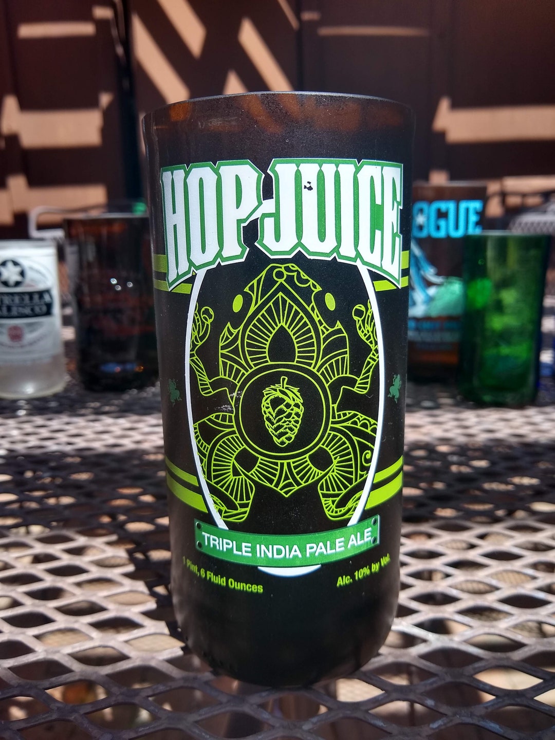 Left Coast Hop Juice IPA - Dishwasher-safe Beer Bottle Tumbler Glasses ...