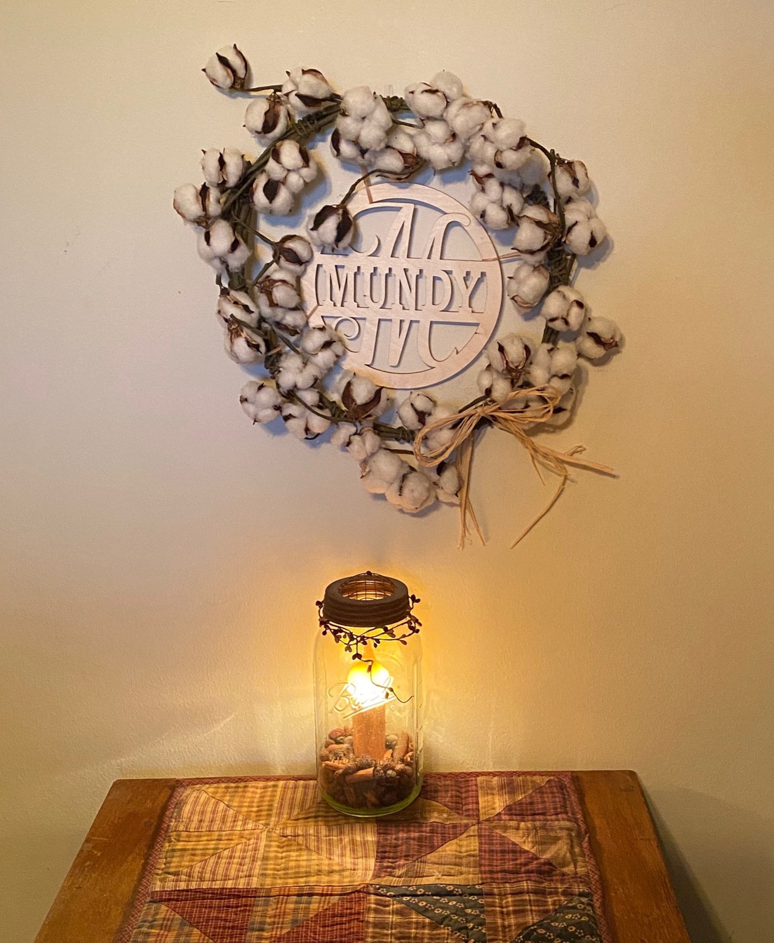 Personalized Monogram Wreath Insert (custom Wooden Name Circlular Round ...