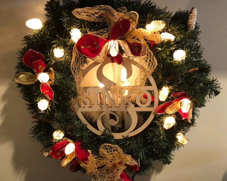 Personalized Monogram Wreath Insert (custom Wooden Name Circlular Round ...