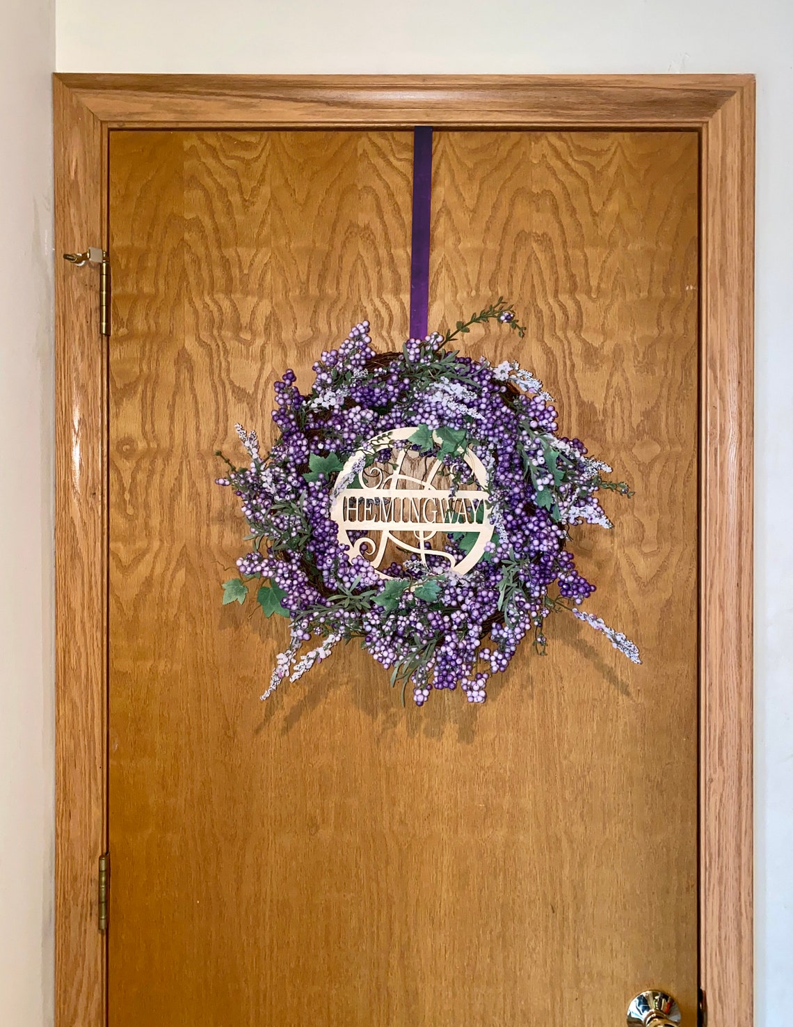 Personalized Monogram Wreath Insert (custom Wooden Name Circlular Round ...