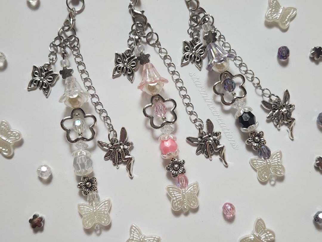 Pearly Flowers Phone Strap ~ Keychain Charm Cute Girly Kawaii Chain ...