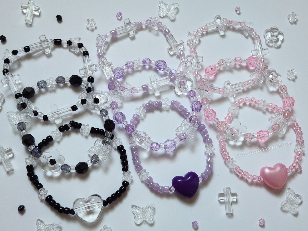 Sweet Wishes 3 Bracelet Set Beaded Bracelets Stack Butterfly Cross ...