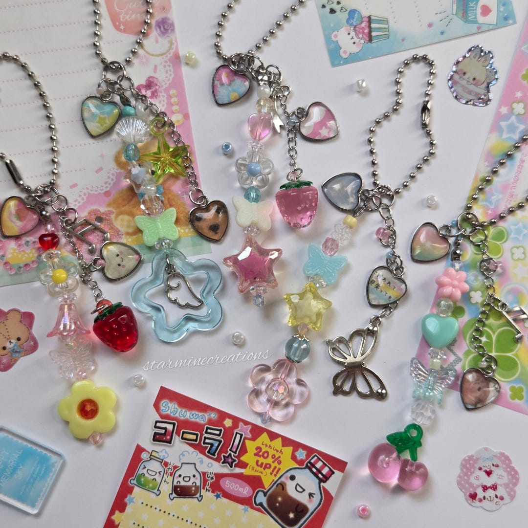 Heisei Retro Photo Charm Keychains ~ Beaded Kawaii Y2k Alt - Etsy