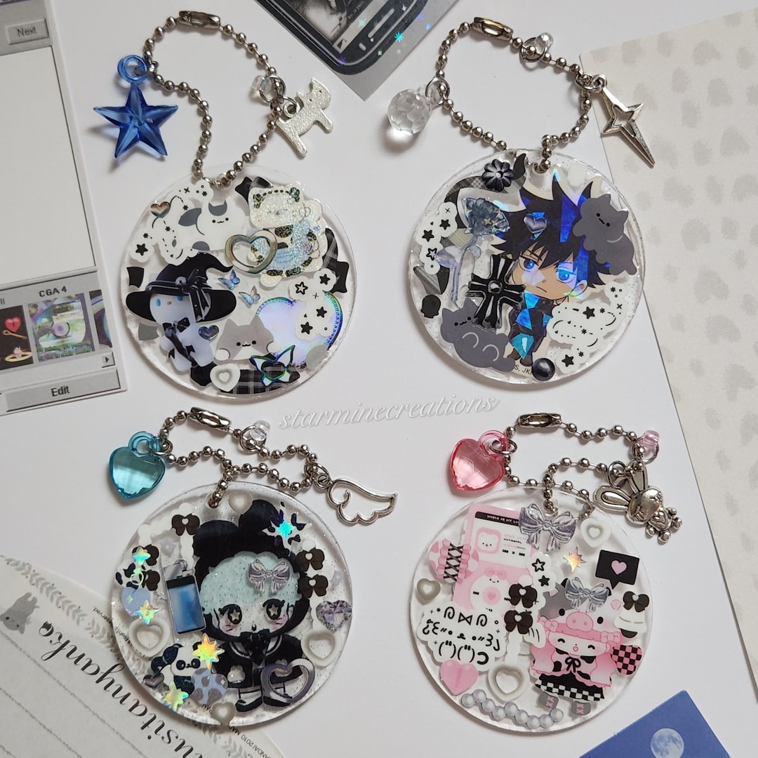 Cyber Deco Acrylic Keychains ~ Phone Strap Charm Cute Girly Kawaii Pink ...