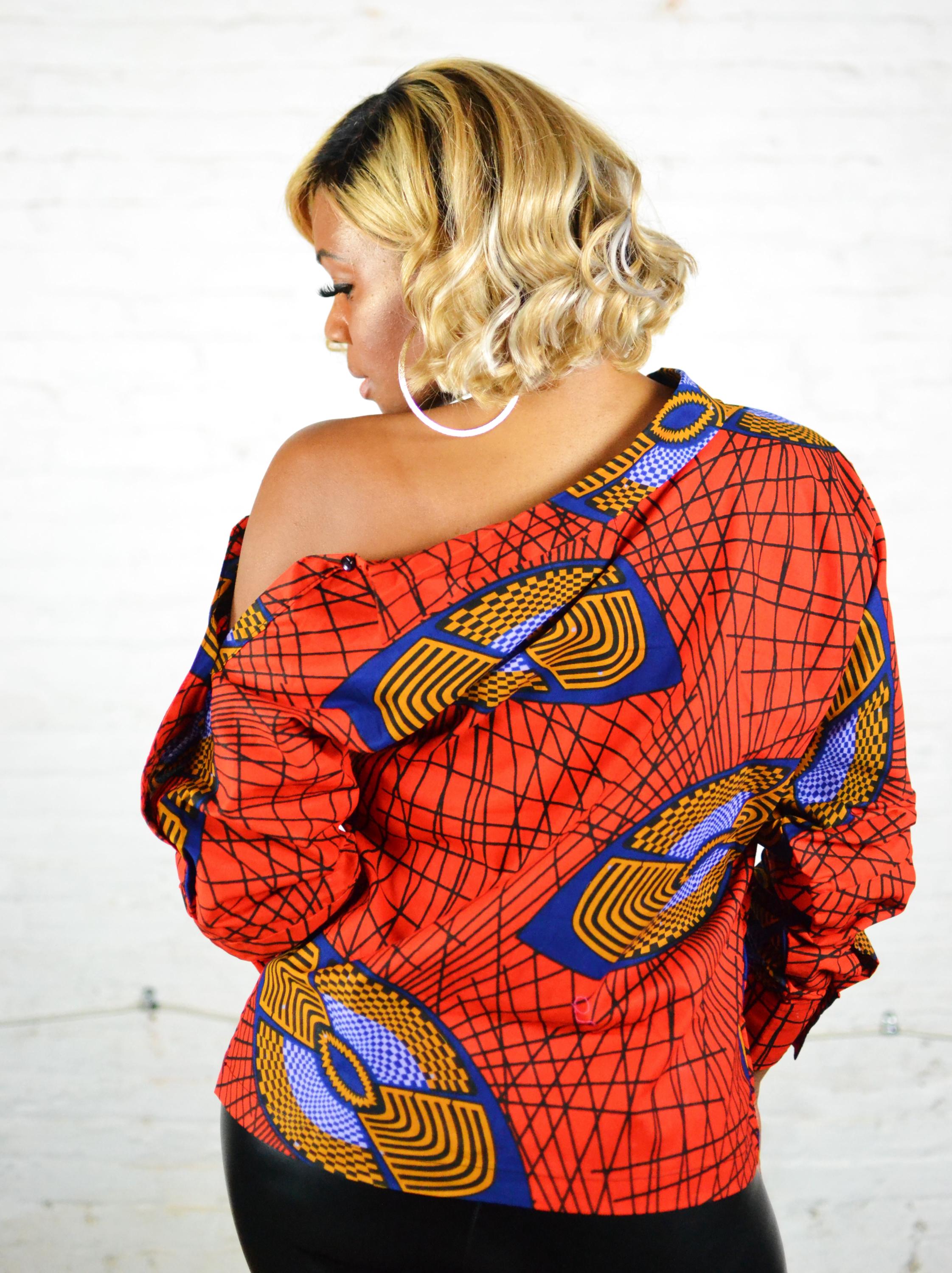Red Ankara Long-sleeve Top – African Print Statement Blouse - Etsy
