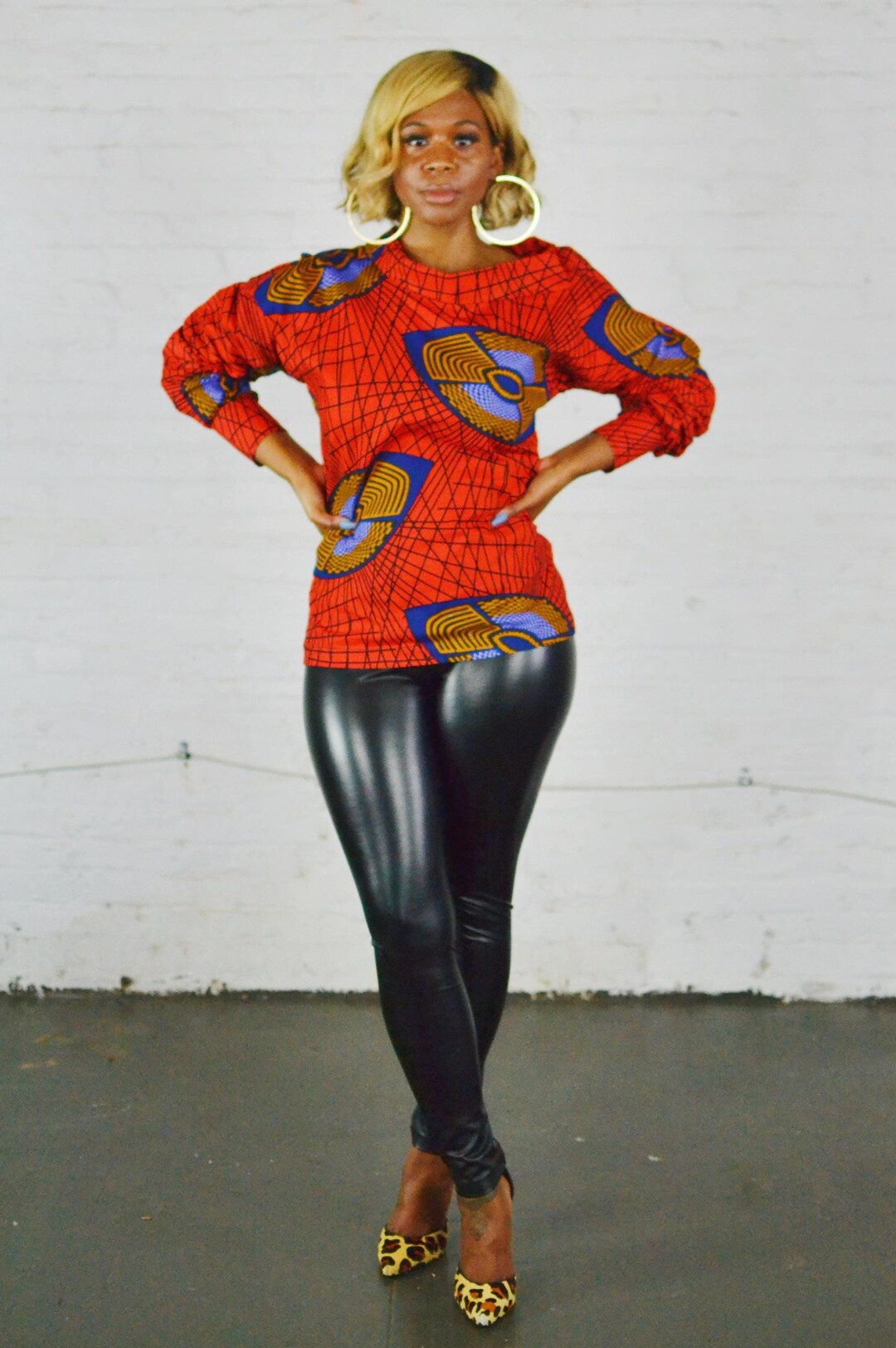 Red Ankara Long-sleeve Top – African Print Statement Blouse - Etsy