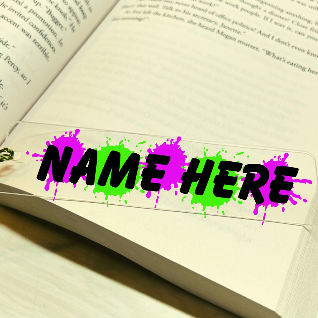 Custom Name Splatoon Inspired Acrylic Bookmark With Custom Tassel, Book ...