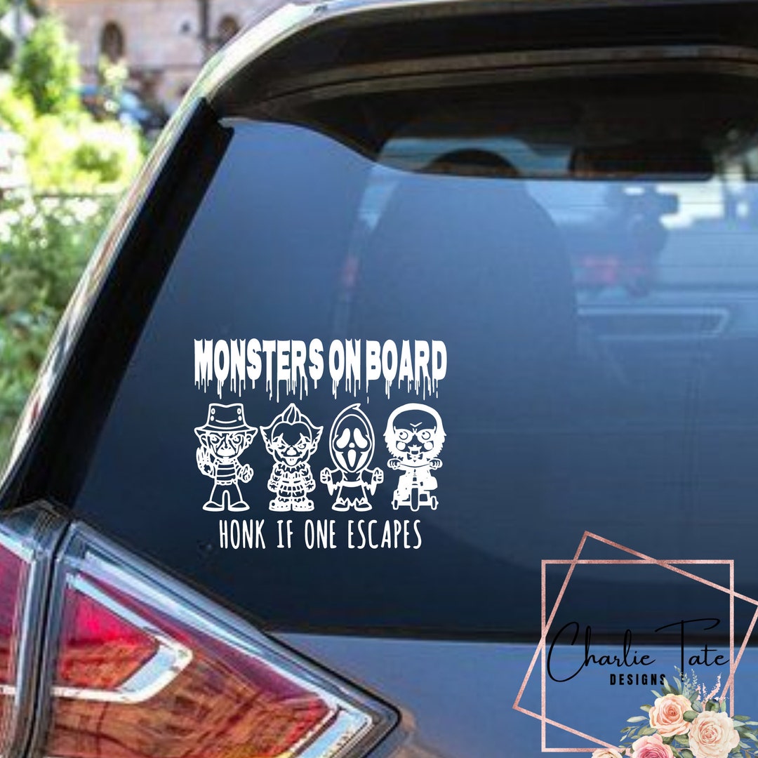Monsters on Board Car Decal: Horror Character Bumper Sticker - Etsy