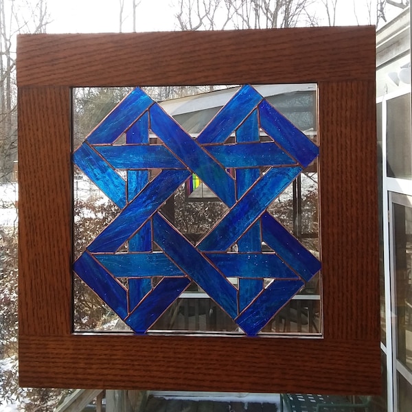 Stained Glass Window Panel With Oak Frame - Etsy
