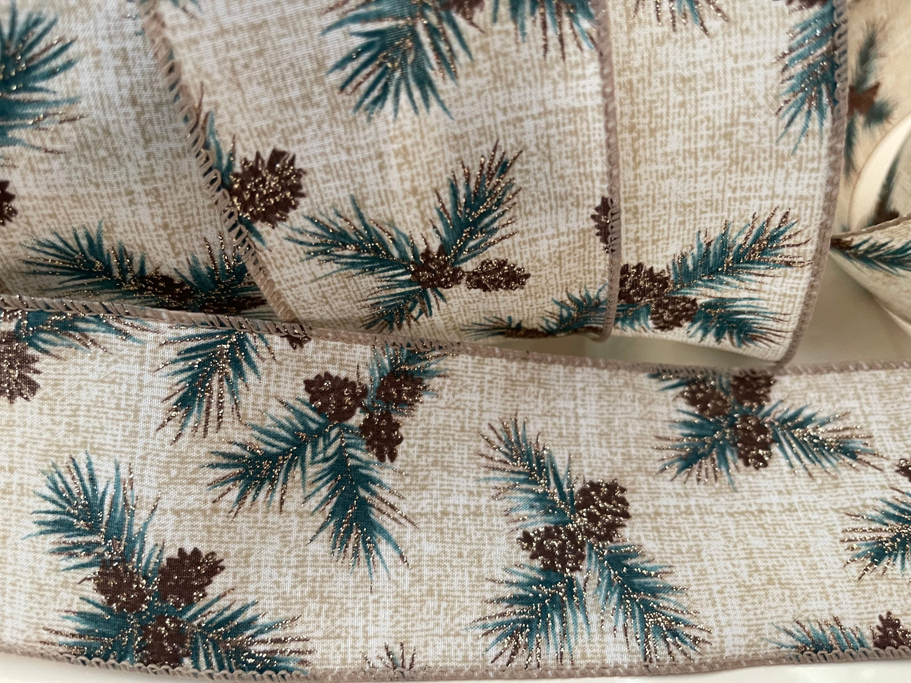 2.5 Glittery Pinecone Wired Ribbon Perfect for Gift - Etsy