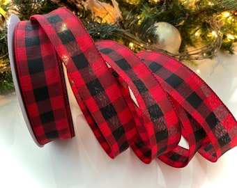 Red Plaid Ribbon - Etsy
