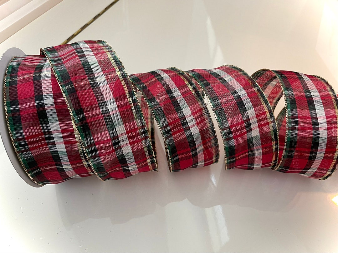 2.5 Christmas Plaid Wired Ribbon: Red, Green, & Black - Etsy