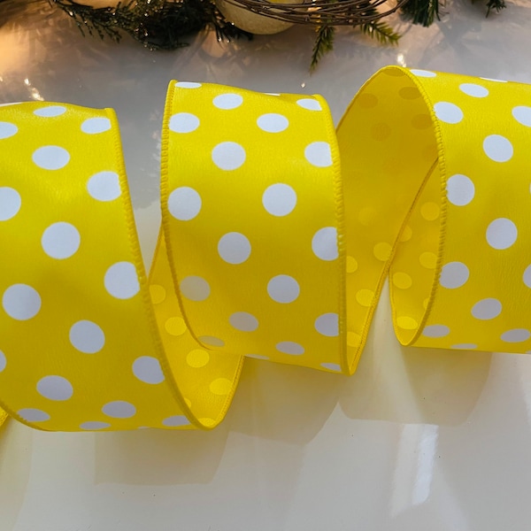 Yellow and White Polka Dot Fabric - Etsy