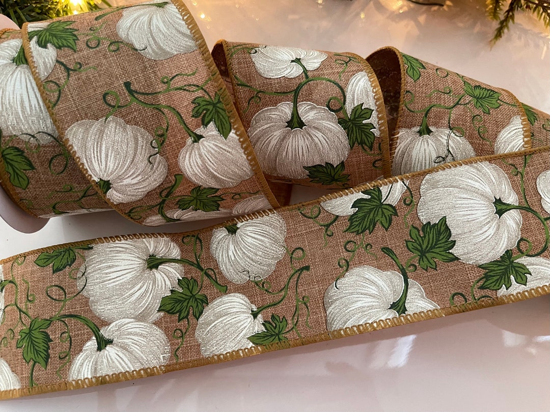 2.5 Beige Pumpkin Fall Wired Ribbon - Etsy