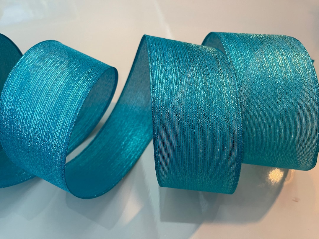2.5” Shimmery Aqua Wired Ribbon - Perfect for Gift Wrapping, Wreaths ...