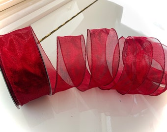 Wired Ribbon, 2 1/2, Red Sheer, TEN YARD ROLL, Offray Encore Craft ...