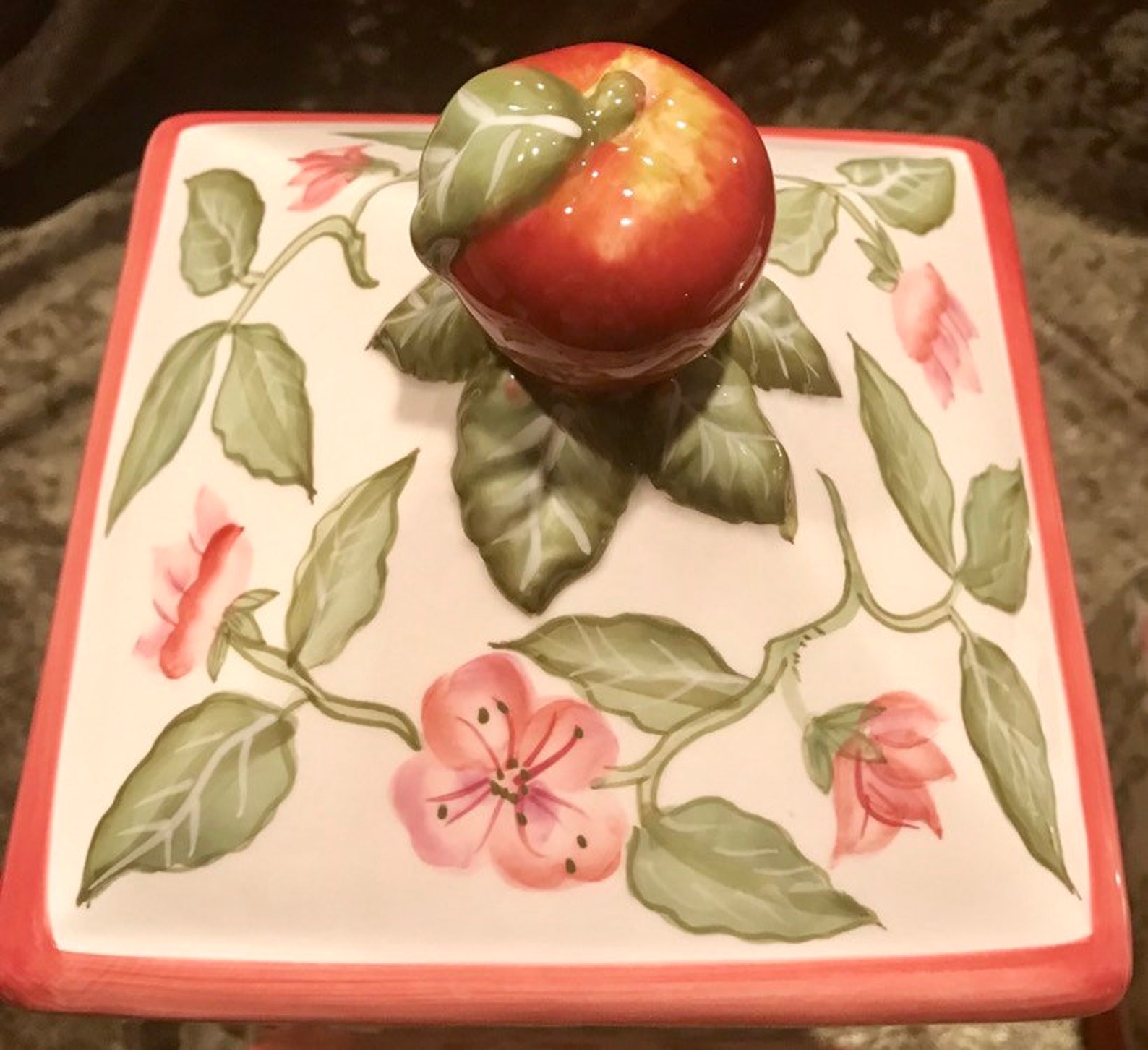 Capriware Floral Apple Top Vintage Canister Set | Etsy
