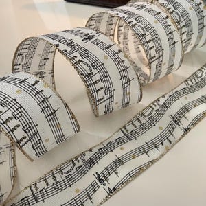2.5” Music Note Wired Ribbon: Black, Cream, Gold #926 - Sold by the ...