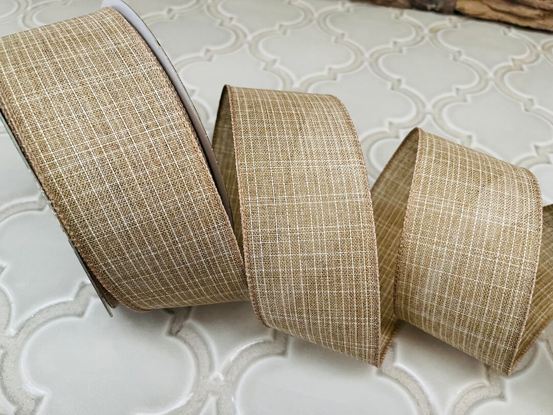 2.5 Beige Wired Ribbon - Etsy