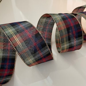 2.5 Blue, Green, Red, Black, & Gold Plaid Wired Ribbon 425 - Etsy