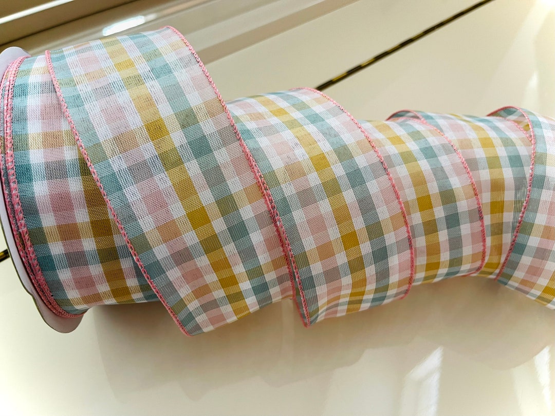 2.5” Colorful Soft Pastels Plaid Wired Ribbon - Sold by the Yard - Etsy