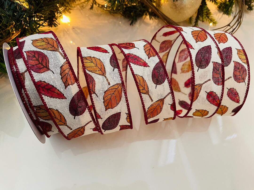 1.5” Fall Leaves Wired Ribbon - 10 Yard Roll - Etsy