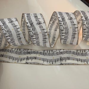 2.5” Music Note Wired Ribbon: Black, Cream, Gold #926 - Sold by the ...