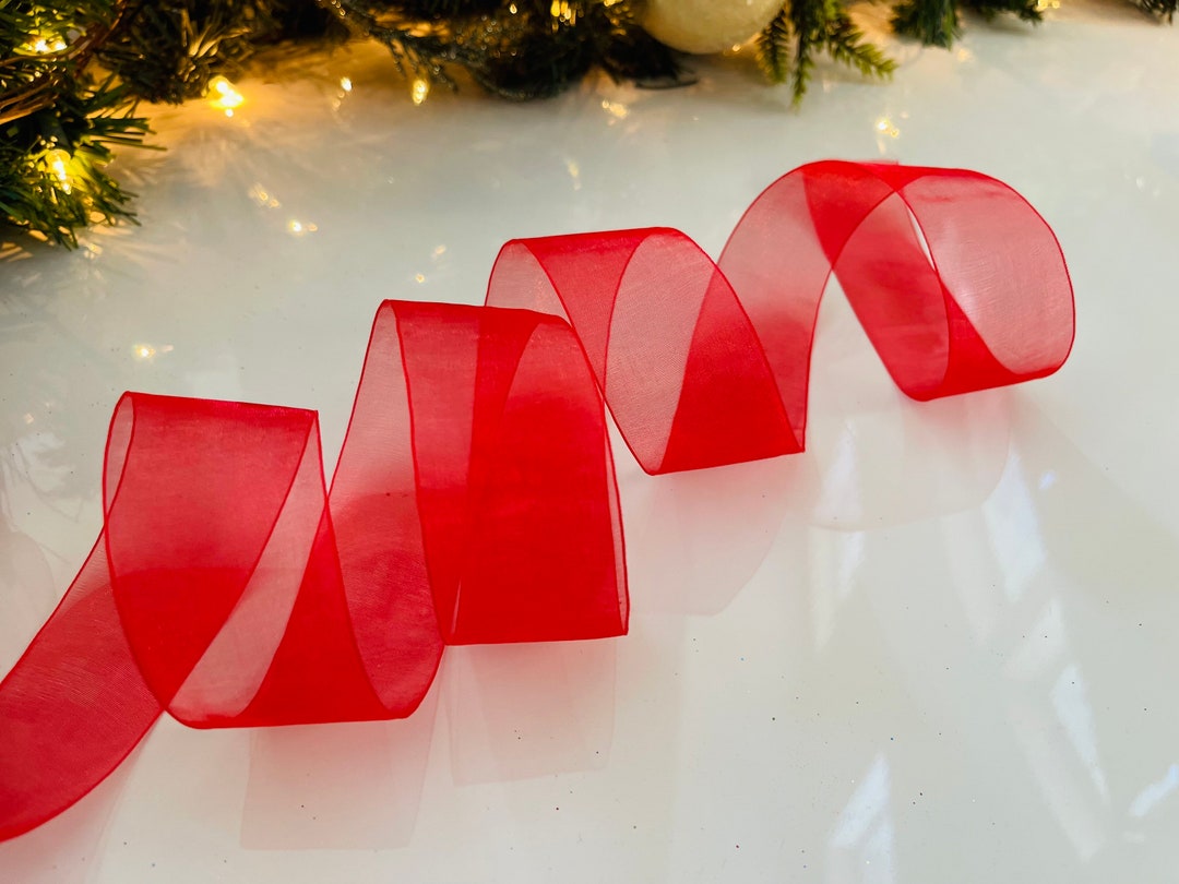 25 Yards Sheer Red Ribbon - This Ribbon is Not Wired - Perfect for Gift ...