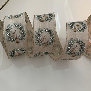 2.5” Christmas Wreaths With Bells Wired Ribbon #451 - Sold by the Yard ...