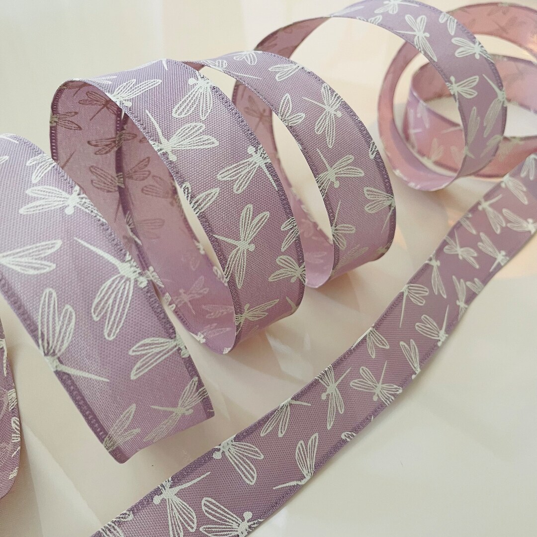 1.5” Mauve Dragonfly Wired Ribbon #913 - Sold by the Yard - Etsy