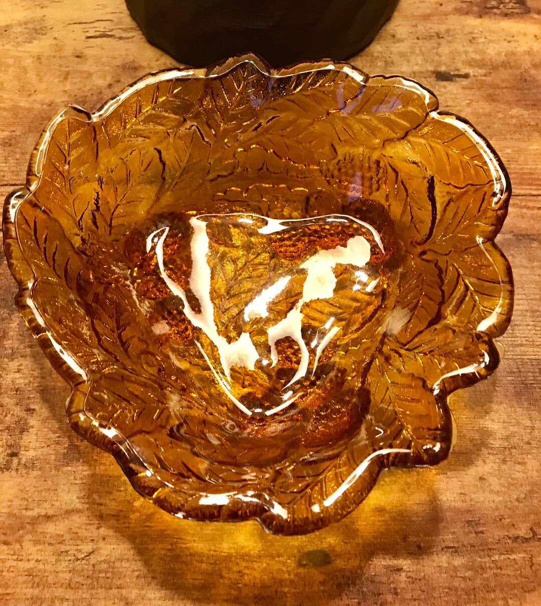 Amber Glass Vintage Candy Dish - Etsy