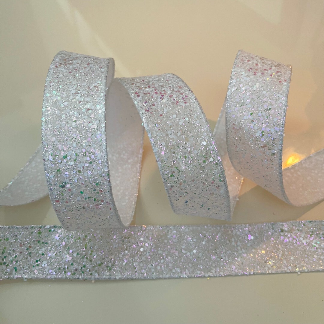 1.5” Iridescent Glittery White Wired Ribbon - Sold by the Yard - Etsy