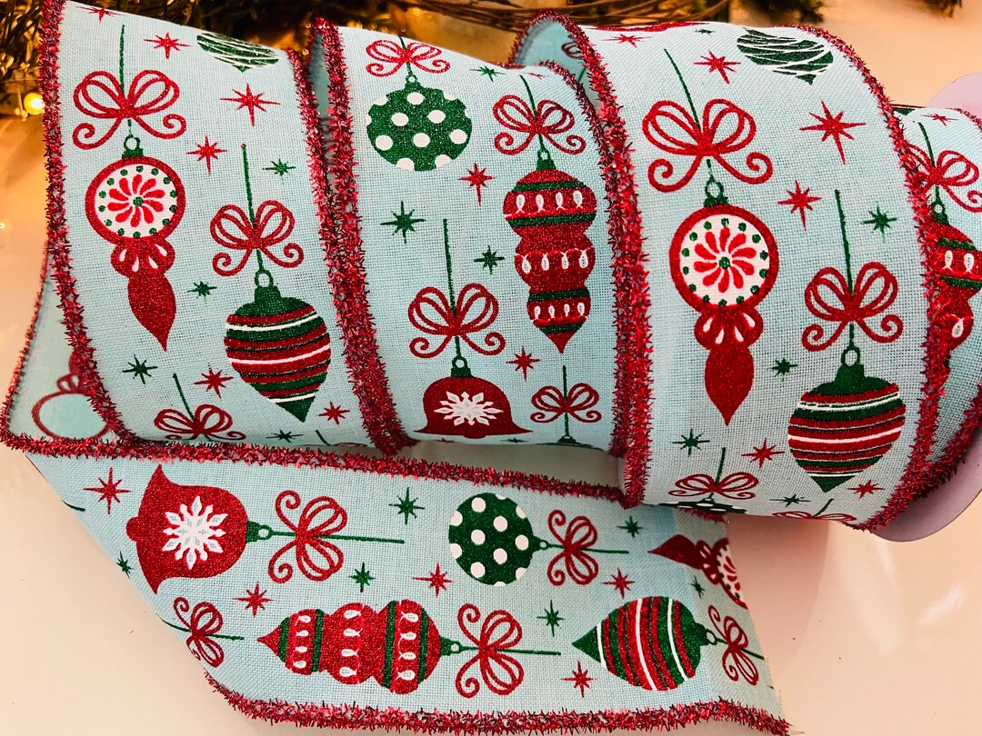 2.5 Christmas Wired Ribbon Ornaments & Bells 316 Sold by the Yard - Etsy