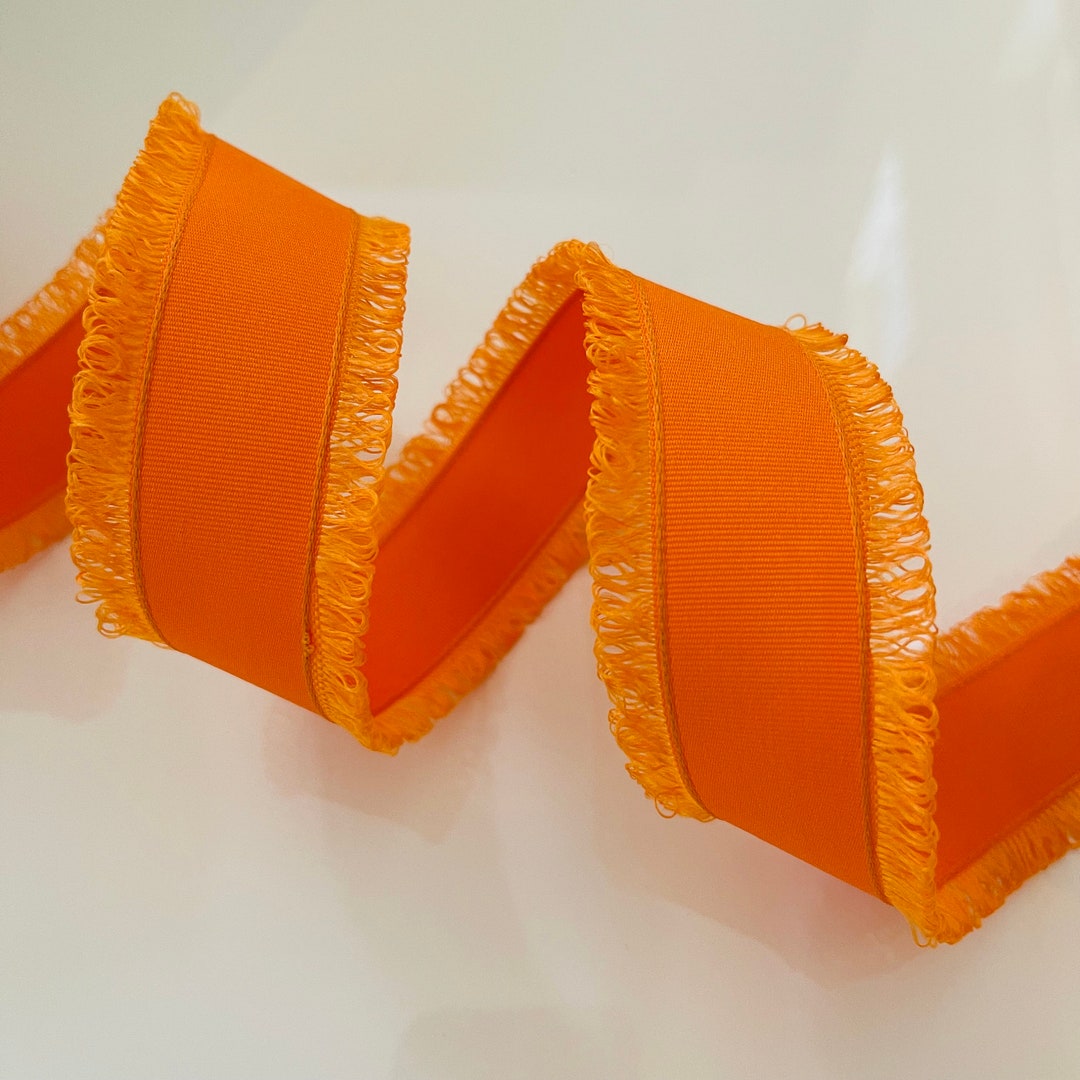 1.5” Fuzzy Edge Orange Wired Ribbon #1932 - Sold by the Yard - Etsy